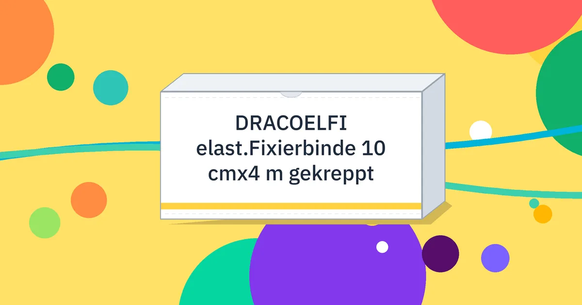 Symbolbild: Packung mit der Aufschrift DRACOELFI elast.Fixierbinde 10 cmx4 m gekreppt (PZN 00736942) – Verfügbarkeit und Bezug in Apotheken in Frankfurt am Main