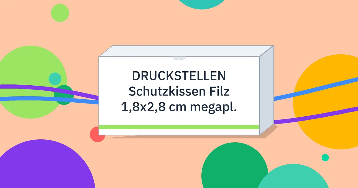 Symbolbild: Packung mit der Aufschrift DRUCKSTELLEN Schutzkissen Filz 1,8x2,8 cm megapl. (PZN 16500561) – Verfügbarkeit und Bezug in Apotheken in Frankfurt am Main
