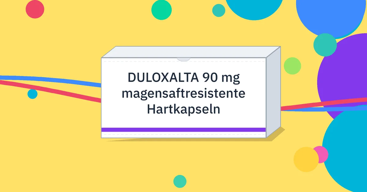 Symbolbild: Packung mit der Aufschrift DULOXALTA 90 mg magensaftresistente Hartkapseln (PZN 13059070) – Verfügbarkeit und Bezug in Apotheken in Frankfurt am Main