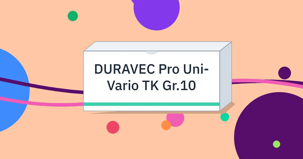 Symbolbild: Packung mit der Aufschrift DURAVEC Pro Uni-Vario TK Gr.10 (PZN 19272907) – Verfügbarkeit und Bezug in Apotheken in Frankfurt am Main