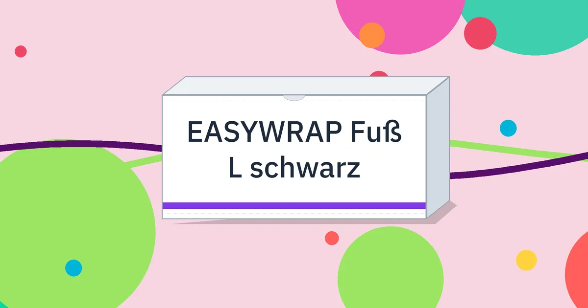 Symbolbild: Packung mit der Aufschrift EASYWRAP Fuß L schwarz (PZN 18748408) – Verfügbarkeit und Bezug in Apotheken in Frankfurt am Main