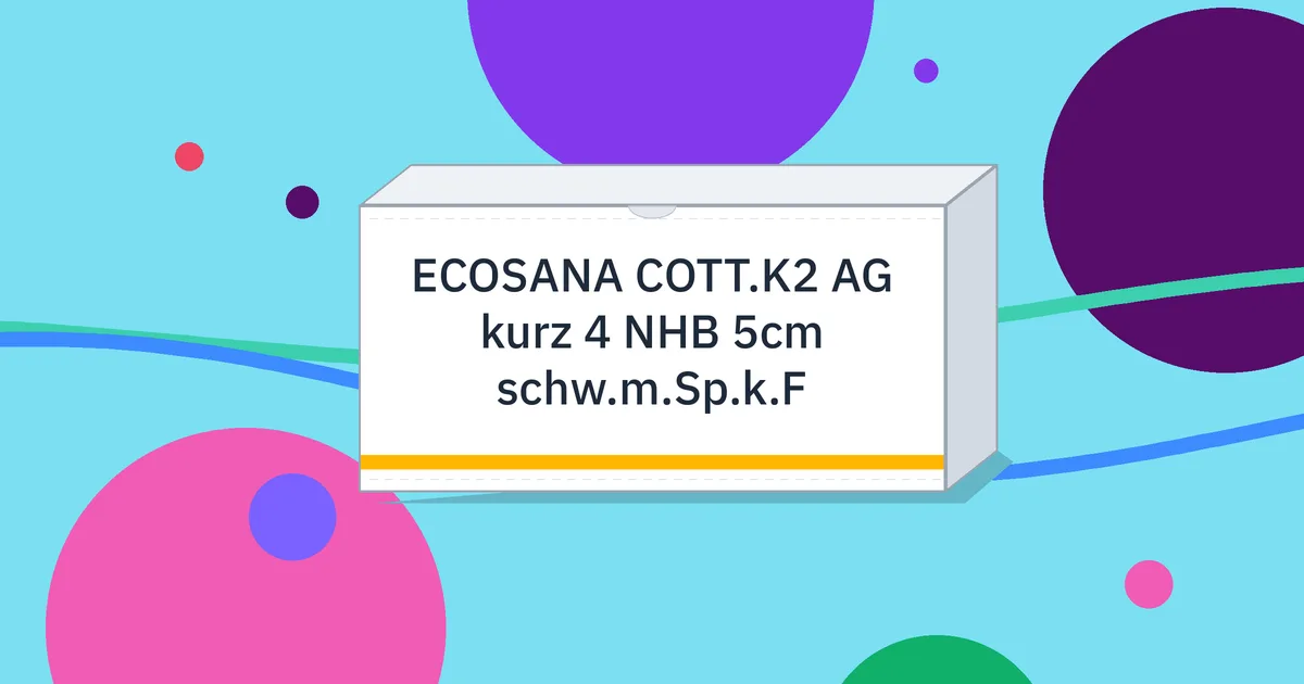 Symbolbild: Packung mit der Aufschrift ECOSANA COTT.K2 AG kurz 4 NHB 5cm schw.m.Sp.k.F (PZN 16949769) – Verfügbarkeit und Bezug in Apotheken in Frankfurt am Main