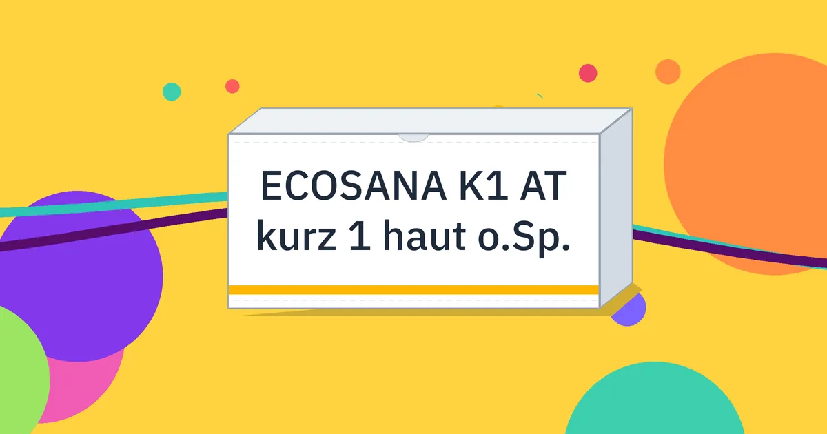 Symbolbild: Packung mit der Aufschrift ECOSANA K1 AT kurz 1 haut o.Sp. (PZN 04731284) – Verfügbarkeit und Bezug in Apotheken in Frankfurt am Main