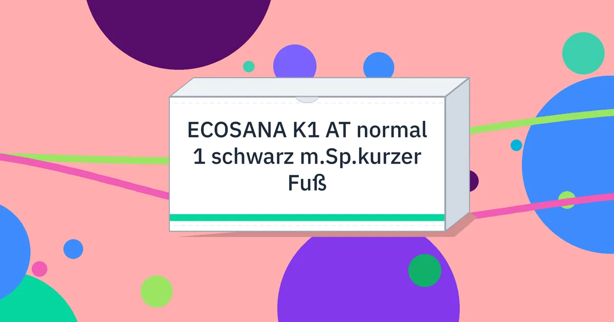 Symbolbild: Packung mit der Aufschrift ECOSANA K1 AT normal 1 schwarz m.Sp.kurzer Fuß (PZN 04731120) – Verfügbarkeit und Bezug in Apotheken in Frankfurt am Main