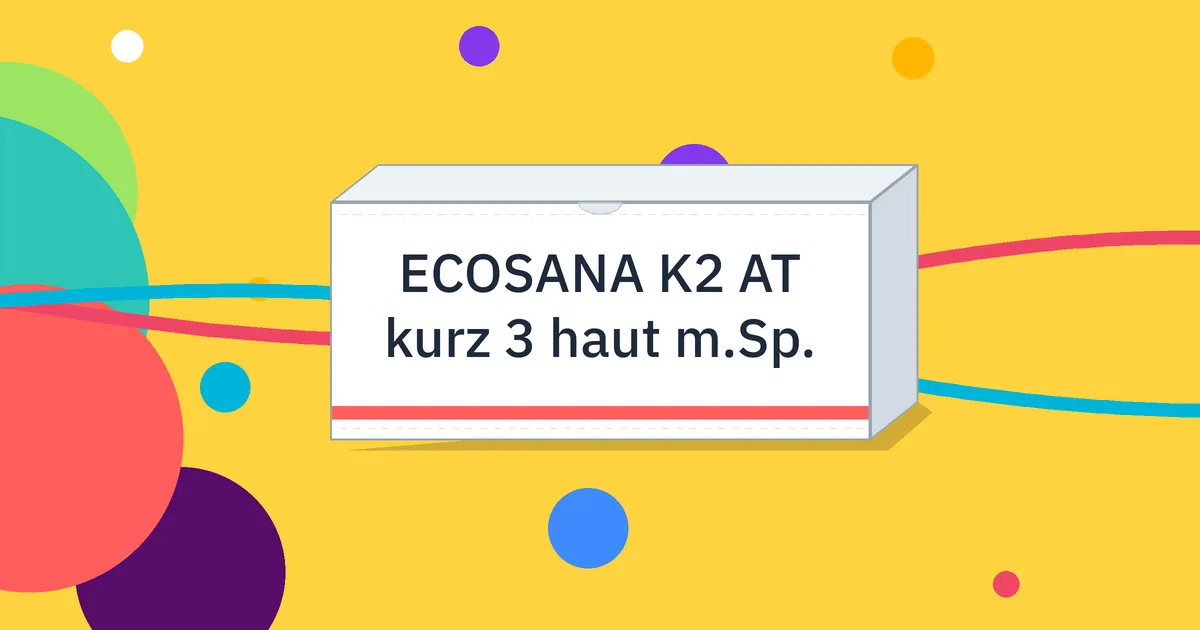 Symbolbild: Packung mit der Aufschrift ECOSANA K2 AT kurz 3 haut m.Sp. (PZN 01558307) – Verfügbarkeit und Bezug in Apotheken in Frankfurt am Main