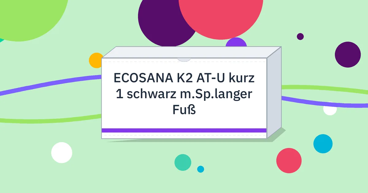 Symbolbild: Packung mit der Aufschrift ECOSANA K2 AT-U kurz 1 schwarz m.Sp.langer Fuß (PZN 10954568) – Verfügbarkeit und Bezug in Apotheken in Frankfurt am Main
