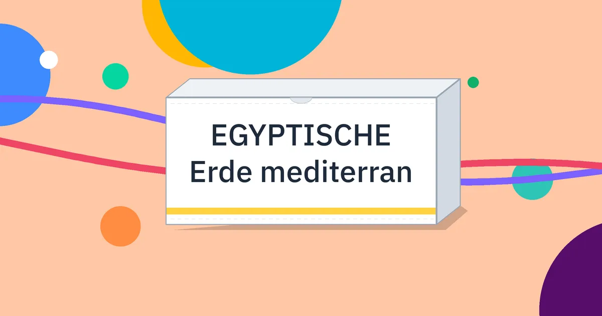 Symbolbild: Packung mit der Aufschrift EGYPTISCHE Erde mediterran (PZN 08610749) – Verfügbarkeit und Bezug in Apotheken in Frankfurt am Main