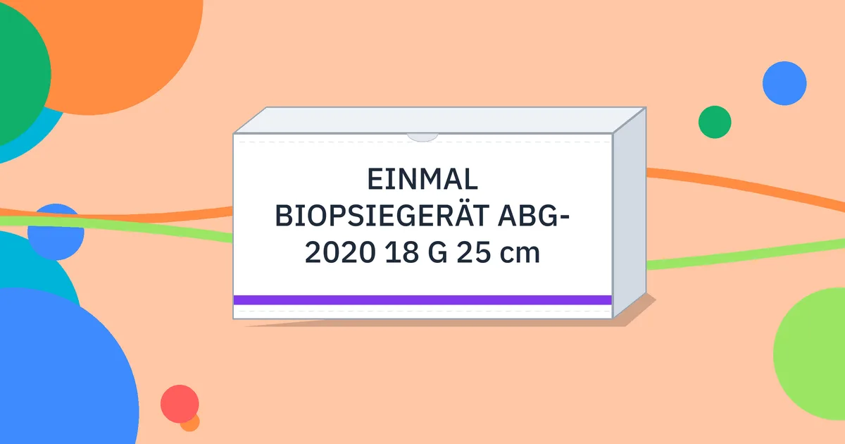 Symbolbild: Packung mit der Aufschrift EINMAL BIOPSIEGERÄT ABG-2020 18 G 25 cm (PZN 15882069) – Verfügbarkeit und Bezug in Apotheken in Frankfurt am Main
