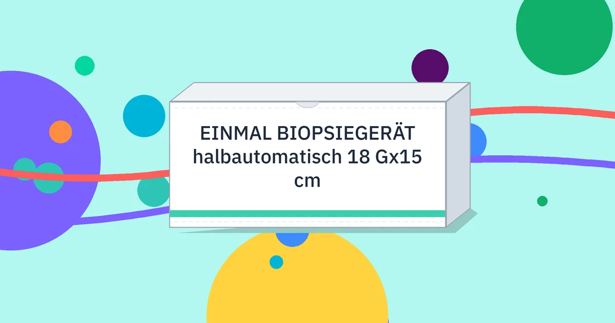 Symbolbild: Packung mit der Aufschrift EINMAL BIOPSIEGERÄT halbautomatisch 18 Gx15 cm (PZN 18812388) – Verfügbarkeit und Bezug in Apotheken in Frankfurt am Main