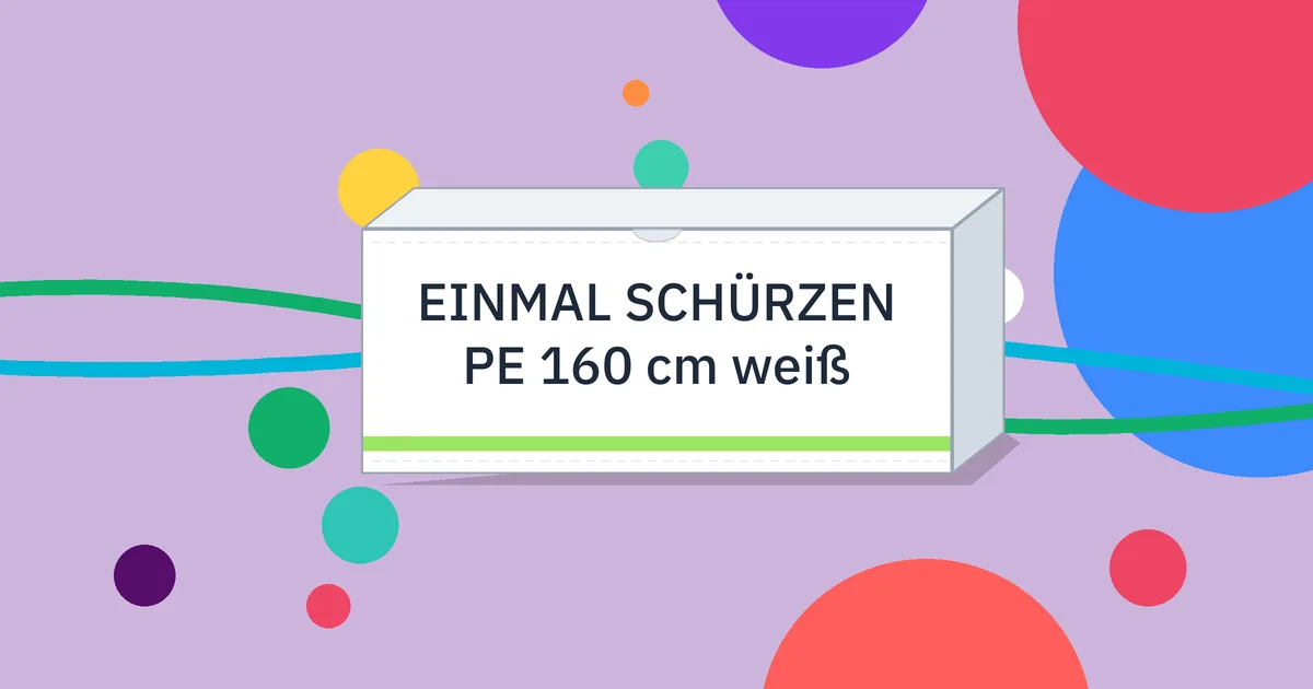 Symbolbild: Packung mit der Aufschrift EINMAL SCHÜRZEN PE 160 cm weiß (PZN 04353480) – Verfügbarkeit und Bezug in Apotheken in Frankfurt am Main