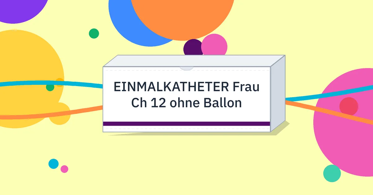Symbolbild: Packung mit der Aufschrift EINMALKATHETER Frau Ch 12 ohne Ballon (PZN 00052273) – Verfügbarkeit und Bezug in Apotheken in Frankfurt am Main
