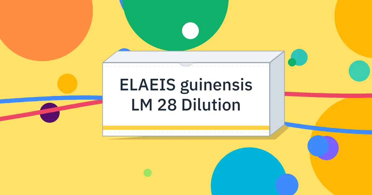 Symbolbild: Packung mit der Aufschrift ELAEIS guinensis LM 28 Dilution (PZN 13469974) – Verfügbarkeit und Bezug in Apotheken in Frankfurt am Main