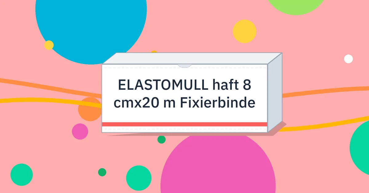 Symbolbild: Packung mit der Aufschrift ELASTOMULL haft 8 cmx20 m Fixierbinde (PZN 17840572) – Verfügbarkeit und Bezug in Apotheken in Frankfurt am Main