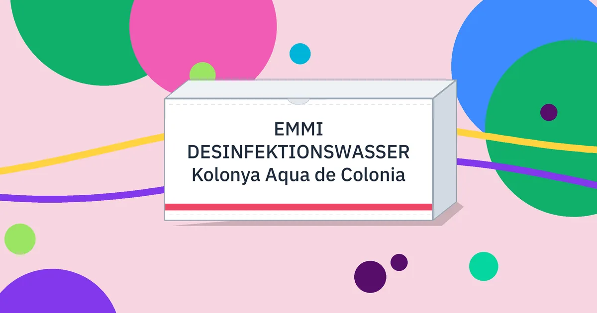 Symbolbild: Packung mit der Aufschrift EMMI DESINFEKTIONSWASSER Kolonya Aqua de Colonia (PZN 16654092) – Verfügbarkeit und Bezug in Apotheken in Frankfurt am Main