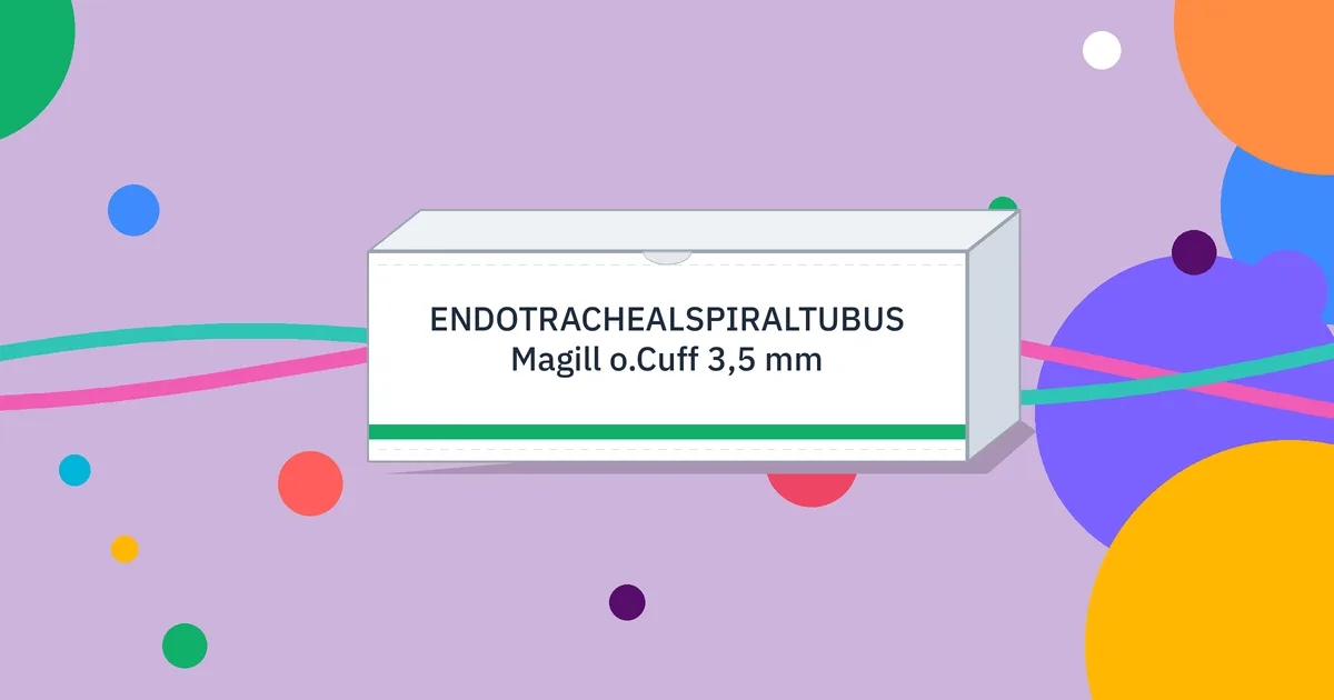 Symbolbild: Packung mit der Aufschrift ENDOTRACHEALSPIRALTUBUS Magill o.Cuff 3,5 mm (PZN 06497378) – Verfügbarkeit und Bezug in Apotheken in Frankfurt am Main