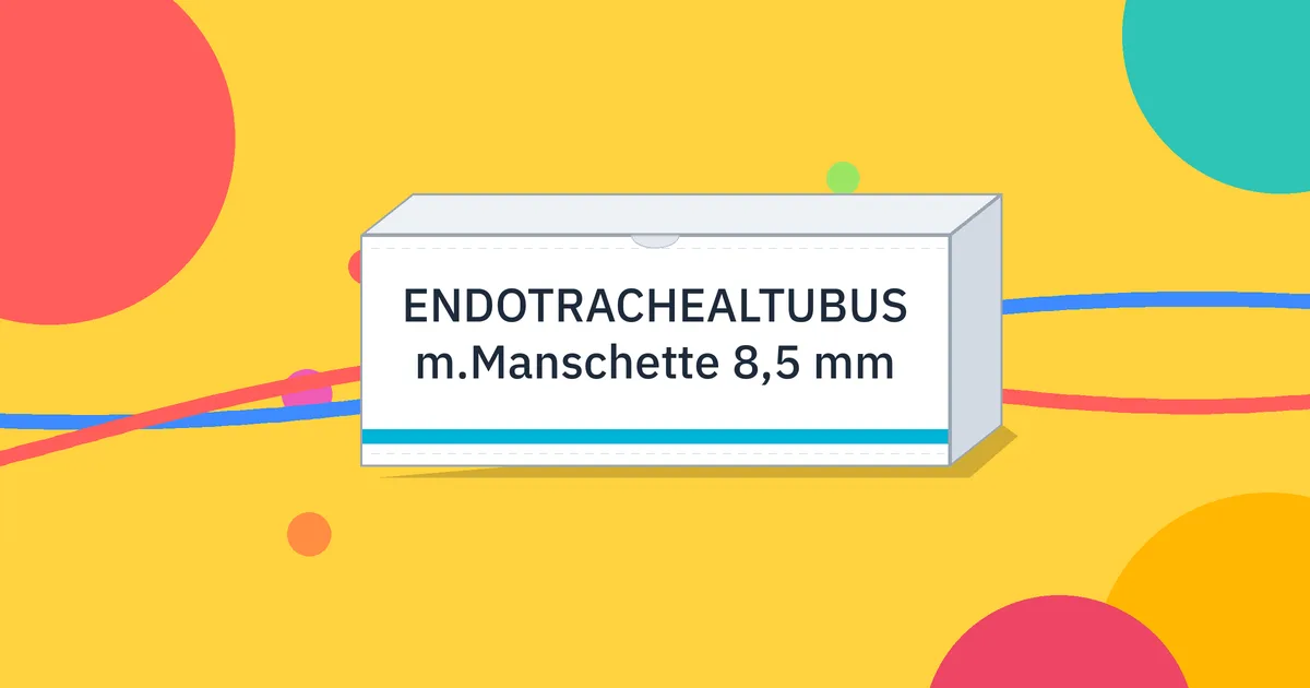 Symbolbild: Packung mit der Aufschrift ENDOTRACHEALTUBUS m.Manschette 8,5 mm (PZN 08887304) – Verfügbarkeit und Bezug in Apotheken in Frankfurt am Main