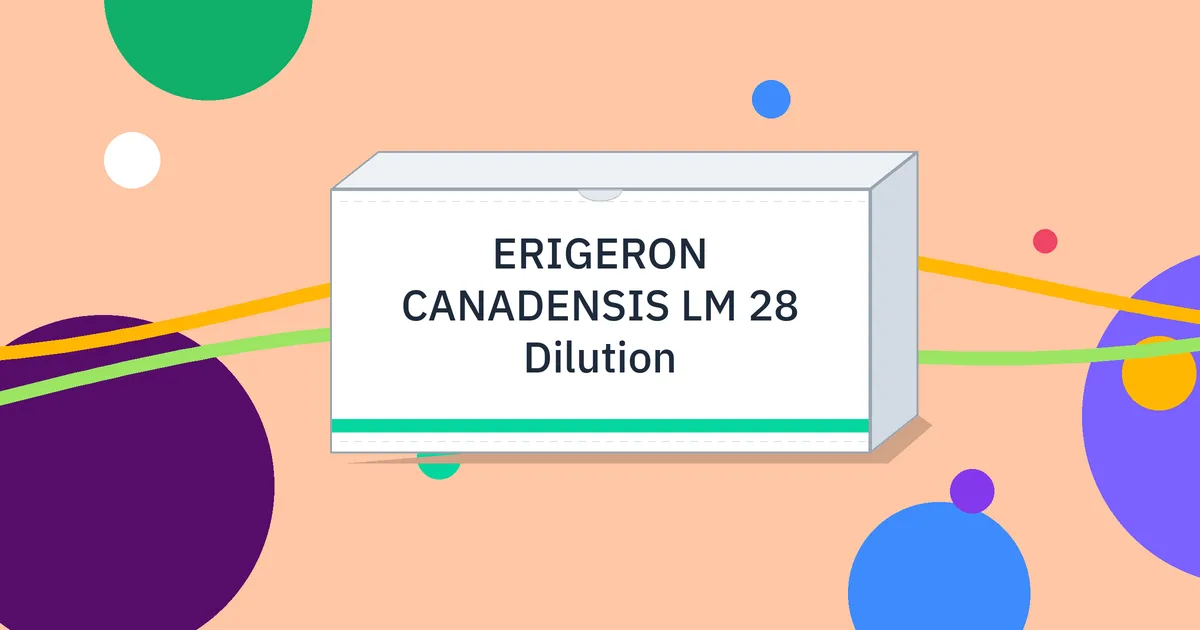 Symbolbild: Packung mit der Aufschrift ERIGERON CANADENSIS LM 28 Dilution (PZN 13478312) – Verfügbarkeit und Bezug in Apotheken in Frankfurt am Main