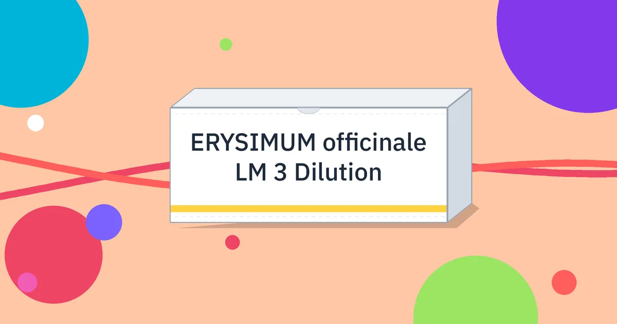 Symbolbild: Packung mit der Aufschrift ERYSIMUM officinale LM 3 Dilution (PZN 13479369) – Verfügbarkeit und Bezug in Apotheken in Frankfurt am Main