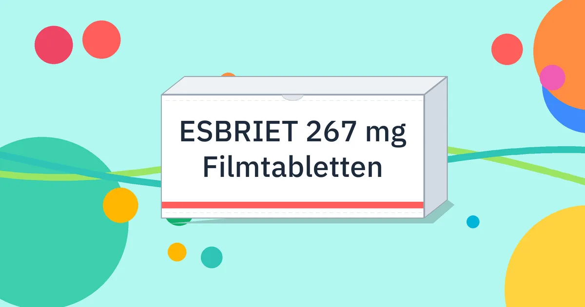 Symbolbild: Packung mit der Aufschrift ESBRIET 267 mg Filmtabletten (PZN 12456521) – Verfügbarkeit und Bezug in Apotheken in Frankfurt am Main