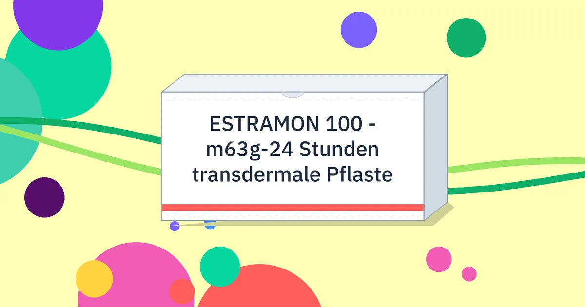 Symbolbild: Packung mit der Aufschrift ESTRAMON 100 -m63g-24 Stunden transdermale Pflaste (PZN 08416421) – Verfügbarkeit und Bezug in Apotheken in Frankfurt am Main