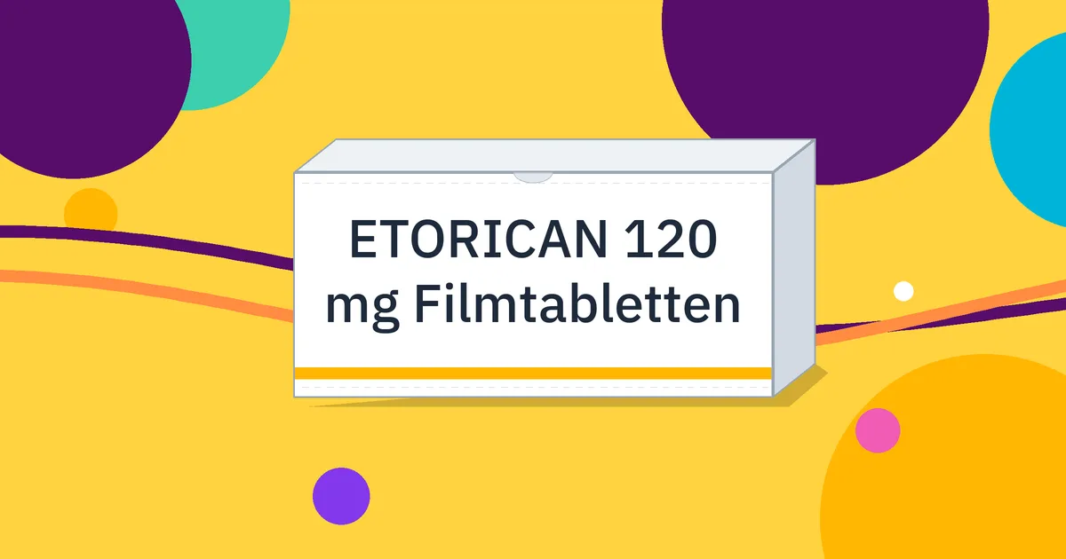 Symbolbild: Packung mit der Aufschrift ETORICAN 120 mg Filmtabletten (PZN 12652498) – Verfügbarkeit und Bezug in Apotheken in Frankfurt am Main