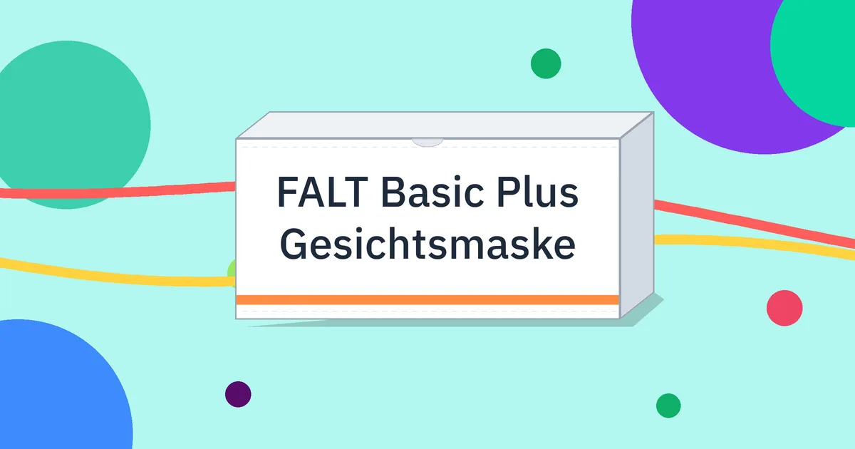 Symbolbild: Packung mit der Aufschrift FALT Basic Plus Gesichtsmaske (PZN 17147457) – Verfügbarkeit und Bezug in Apotheken in Frankfurt am Main
