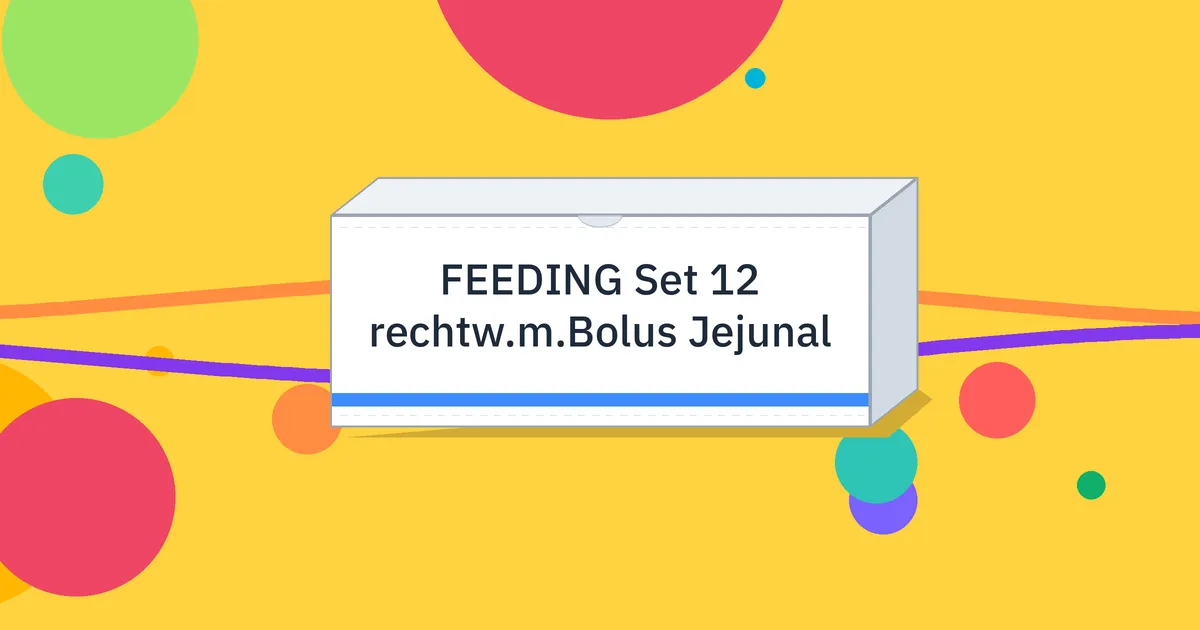 Symbolbild: Packung mit der Aufschrift FEEDING Set 12 rechtw.m.Bolus Jejunal (PZN 14344430) – Verfügbarkeit und Bezug in Apotheken in Frankfurt am Main