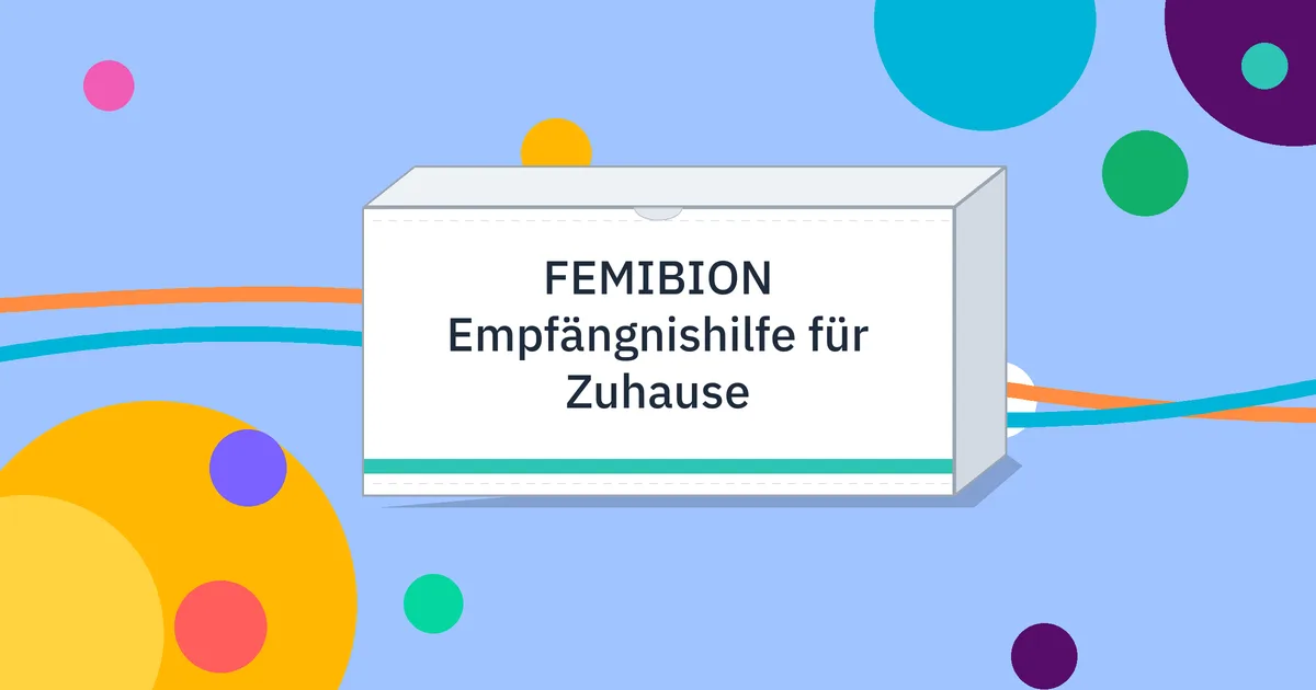 Symbolbild: Packung mit der Aufschrift FEMIBION Empfängnishilfe für Zuhause (PZN 12605889) – Verfügbarkeit und Bezug in Apotheken in Frankfurt am Main