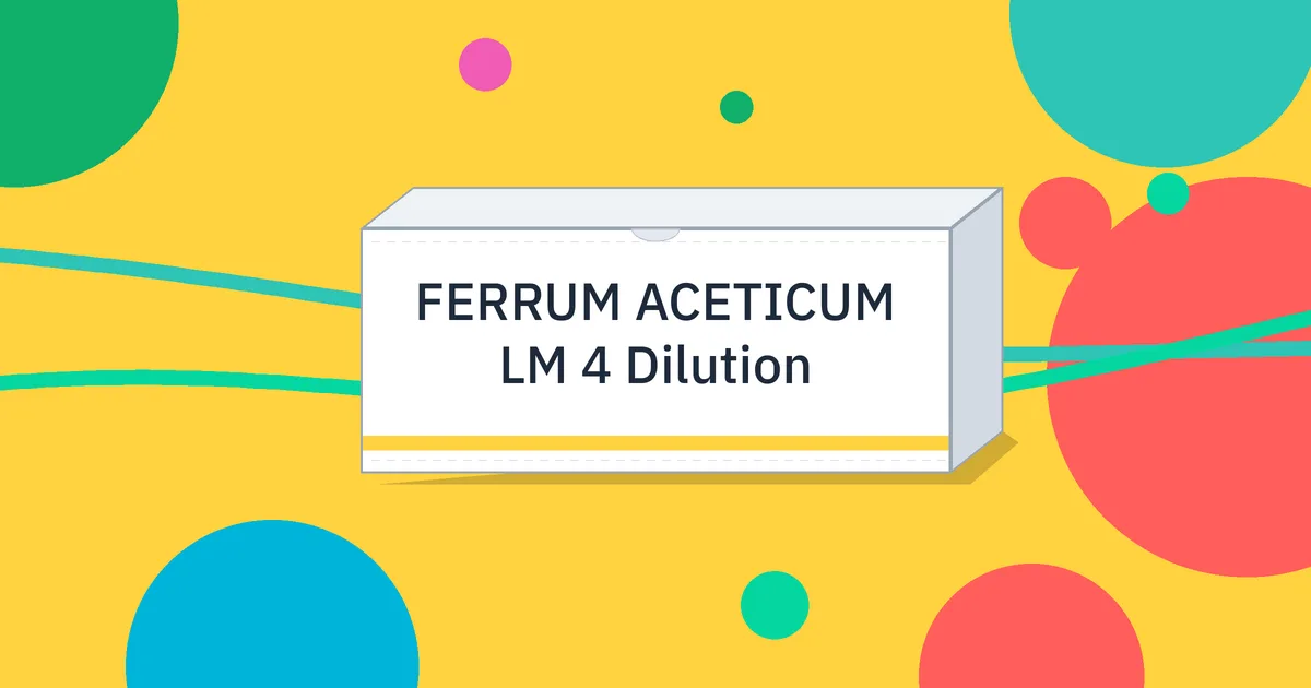 Symbolbild: Packung mit der Aufschrift FERRUM ACETICUM LM 4 Dilution (PZN 13488227) – Verfügbarkeit und Bezug in Apotheken in Frankfurt am Main