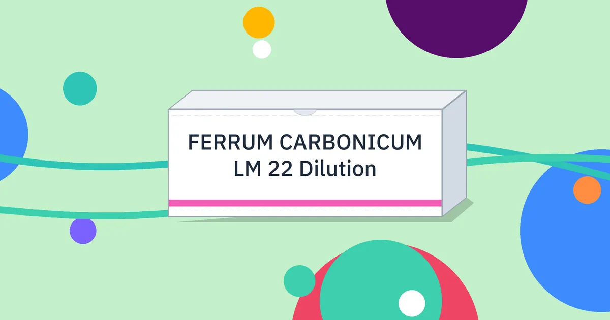 Symbolbild: Packung mit der Aufschrift FERRUM CARBONICUM LM 22 Dilution (PZN 12848095) – Verfügbarkeit und Bezug in Apotheken in Frankfurt am Main