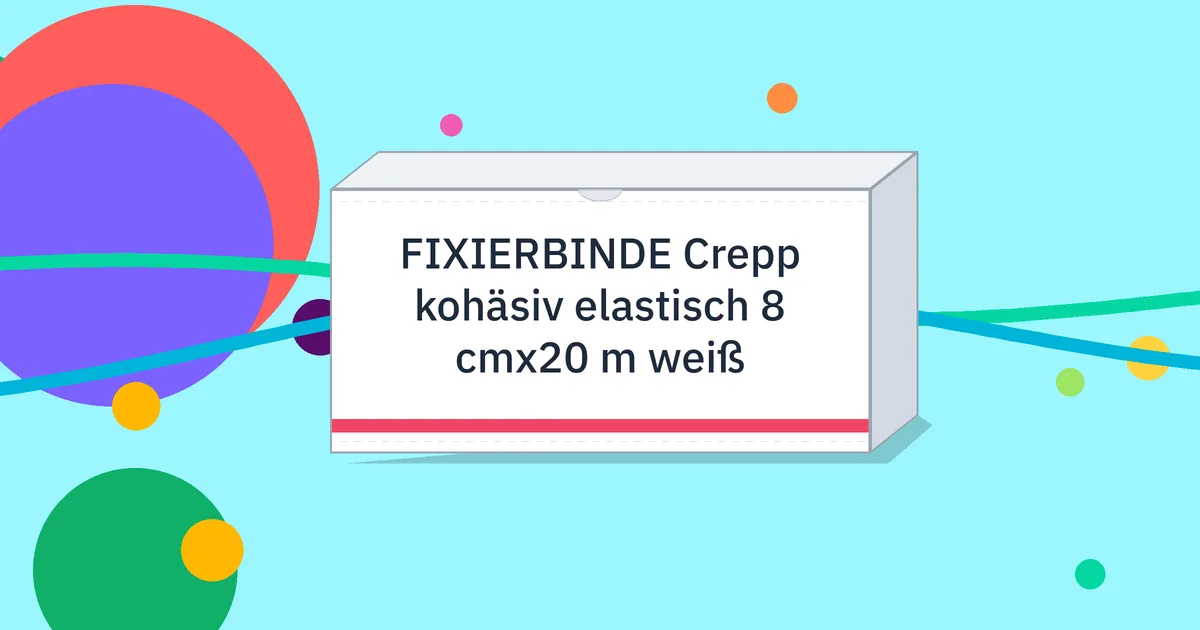 Symbolbild: Packung mit der Aufschrift FIXIERBINDE Crepp kohäsiv elastisch 8 cmx20 m weiß (PZN 08822256) – Verfügbarkeit und Bezug in Apotheken in Frankfurt am Main