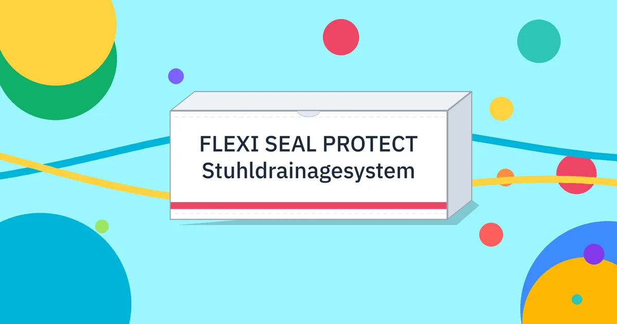 Symbolbild: Packung mit der Aufschrift FLEXI SEAL PROTECT Stuhldrainagesystem (PZN 13349106) – Verfügbarkeit und Bezug in Apotheken in Frankfurt am Main