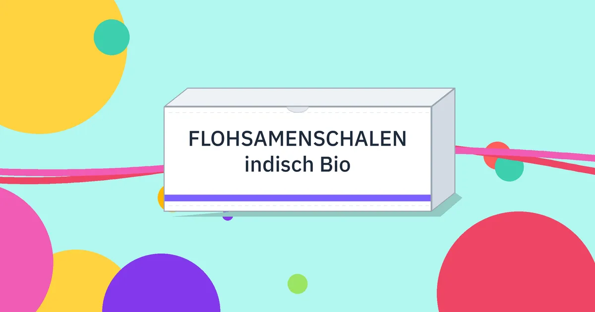 Symbolbild: Packung mit der Aufschrift FLOHSAMENSCHALEN indisch Bio (PZN 06415765) – Verfügbarkeit und Bezug in Apotheken in Frankfurt am Main