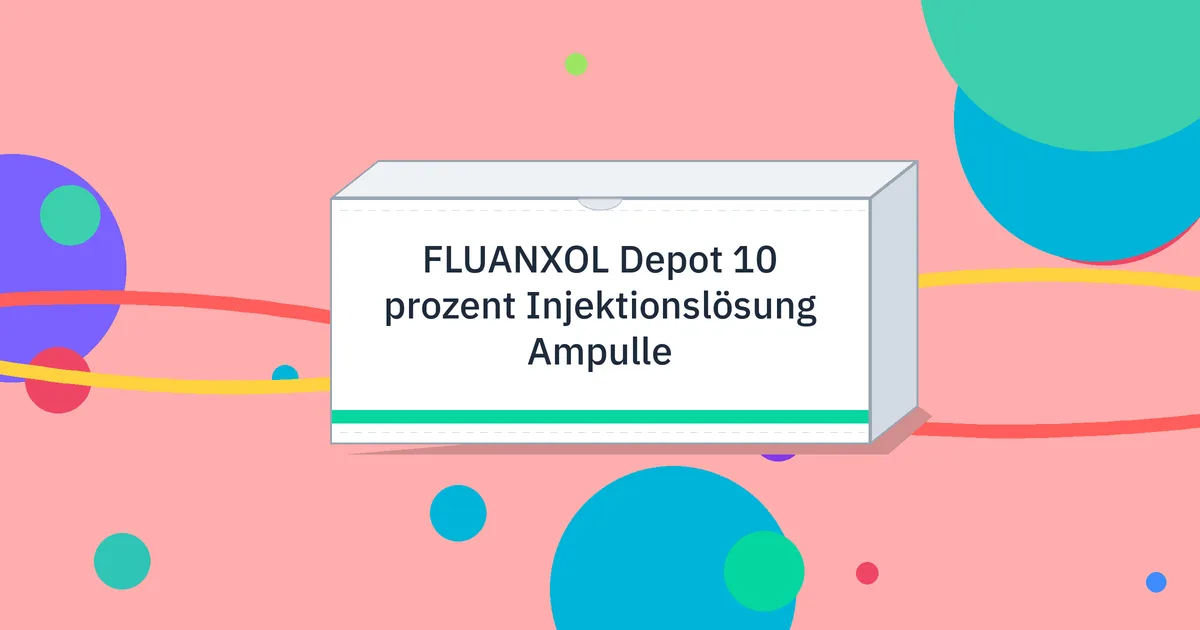Symbolbild: Packung mit der Aufschrift FLUANXOL Depot 10 prozent Injektionslösung Ampulle (PZN 04983838) – Verfügbarkeit und Bezug in Apotheken in Frankfurt am Main