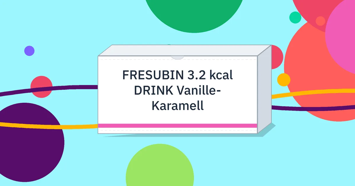 Symbolbild: Packung mit der Aufschrift FRESUBIN 3.2 kcal DRINK Vanille-Karamell (PZN 12546715) – Verfügbarkeit und Bezug in Apotheken in Frankfurt am Main