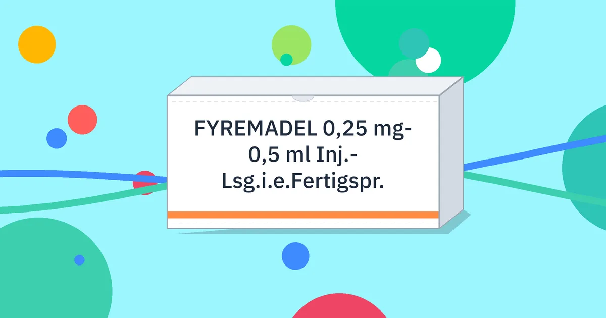 Symbolbild: Packung mit der Aufschrift FYREMADEL 0,25 mg-0,5 ml Inj.-Lsg.i.e.Fertigspr. (PZN 16702856) – Verfügbarkeit und Bezug in Apotheken in Frankfurt am Main