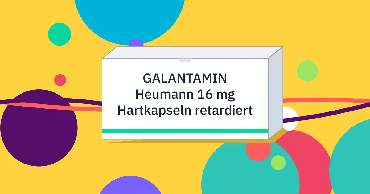 Symbolbild: Packung mit der Aufschrift GALANTAMIN Heumann 16 mg Hartkapseln retardiert (PZN 09632871) – Verfügbarkeit und Bezug in Apotheken in Frankfurt am Main