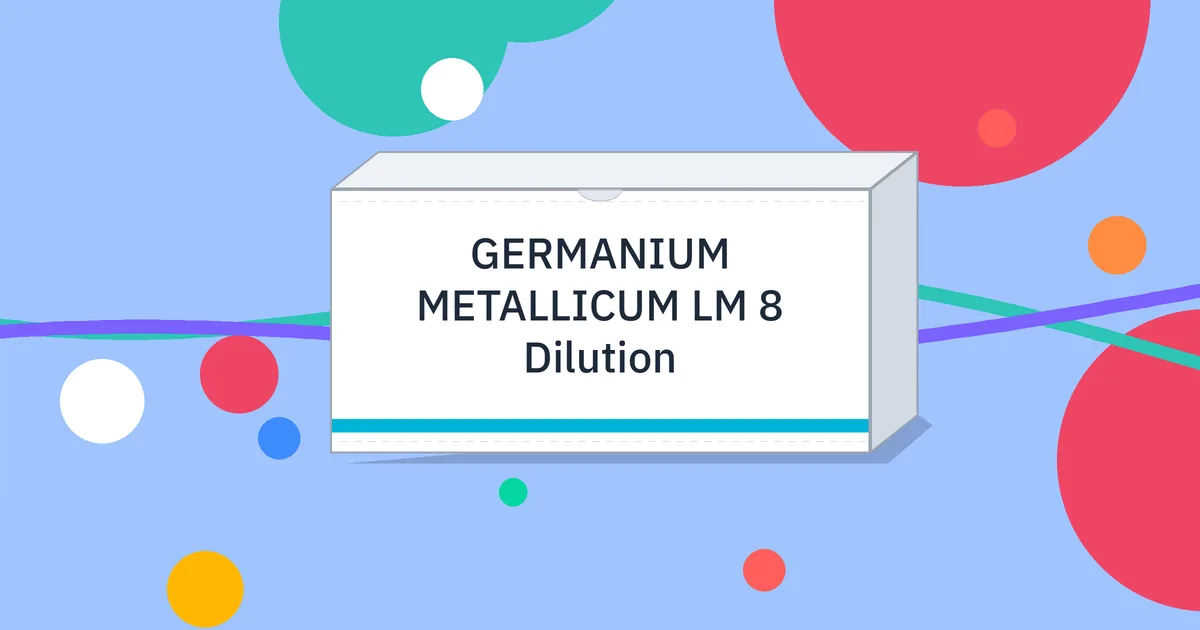 Symbolbild: Packung mit der Aufschrift GERMANIUM METALLICUM LM 8 Dilution (PZN 12877122) – Verfügbarkeit und Bezug in Apotheken in Frankfurt am Main