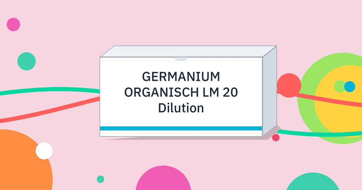 Symbolbild: Packung mit der Aufschrift GERMANIUM ORGANISCH LM 20 Dilution (PZN 16363851) – Verfügbarkeit und Bezug in Apotheken in Frankfurt am Main
