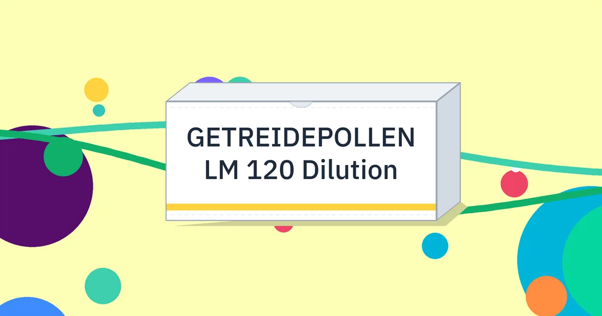 Symbolbild: Packung mit der Aufschrift GETREIDEPOLLEN LM 120 Dilution (PZN 12877932) – Verfügbarkeit und Bezug in Apotheken in Frankfurt am Main