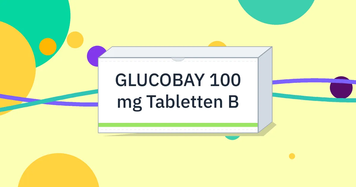 Symbolbild: Packung mit der Aufschrift GLUCOBAY 100 mg Tabletten B (PZN 08922176) – Verfügbarkeit und Bezug in Apotheken in Frankfurt am Main