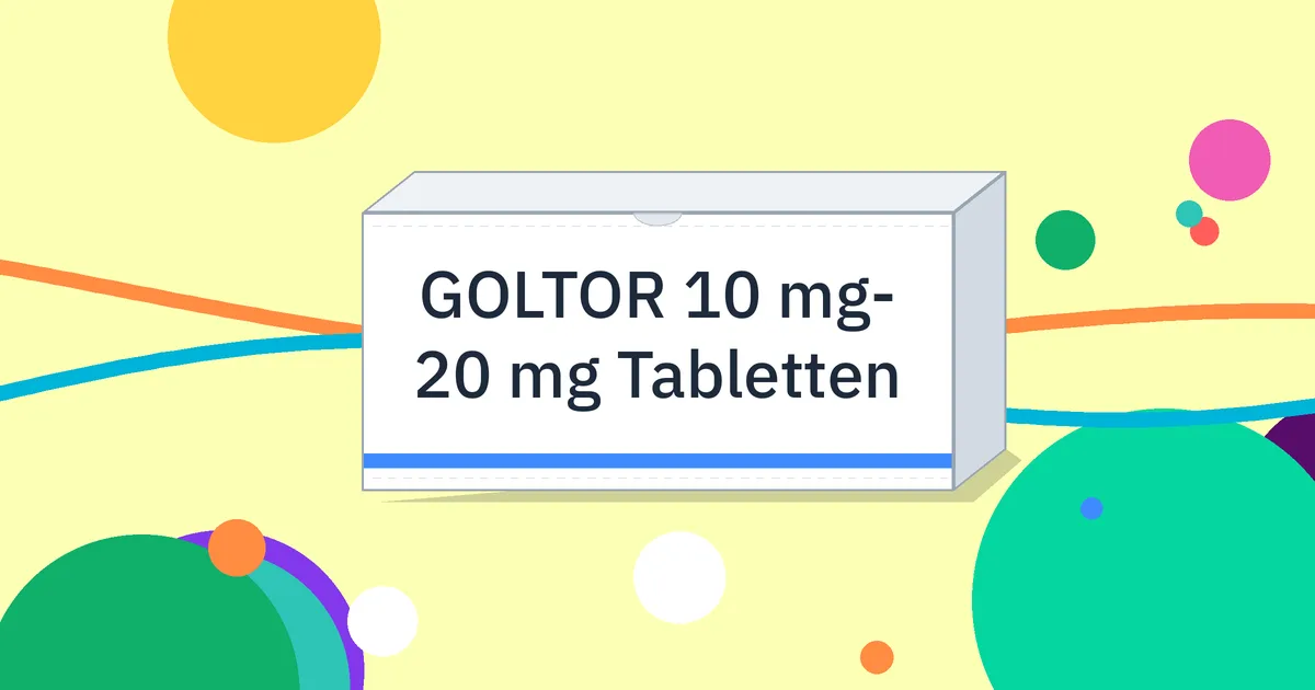 Symbolbild: Packung mit der Aufschrift GOLTOR 10 mg-20 mg Tabletten (PZN 12582734) – Verfügbarkeit und Bezug in Apotheken in Frankfurt am Main