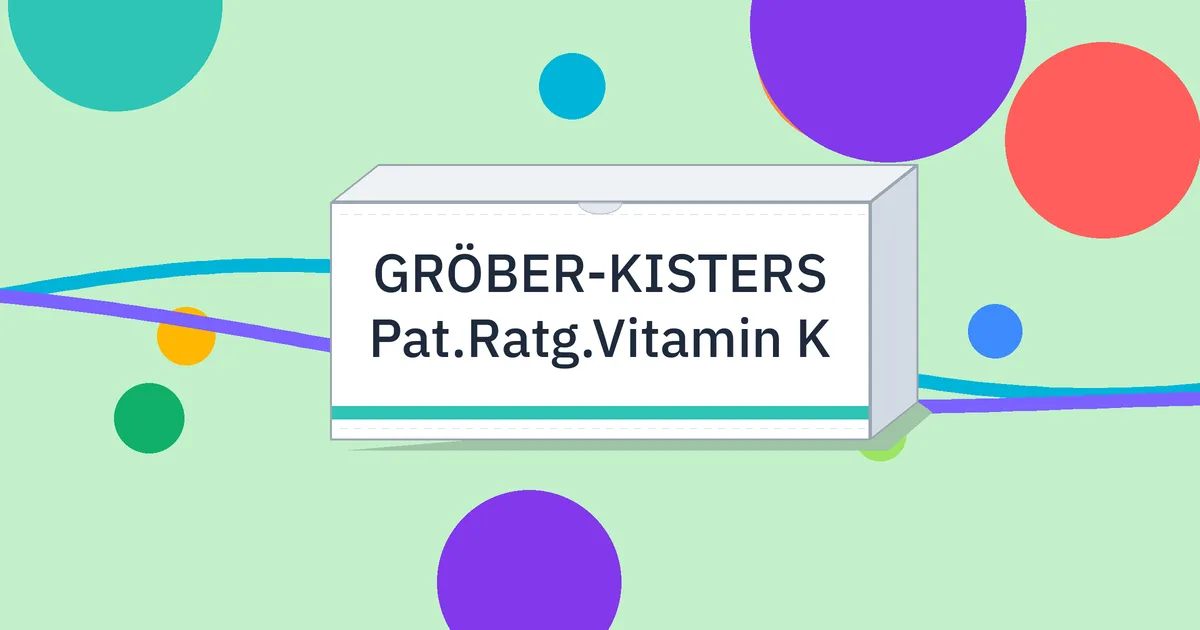 Symbolbild: Packung mit der Aufschrift GRÖBER-KISTERS Pat.Ratg.Vitamin K (PZN 11614053) – Verfügbarkeit und Bezug in Apotheken in Frankfurt am Main