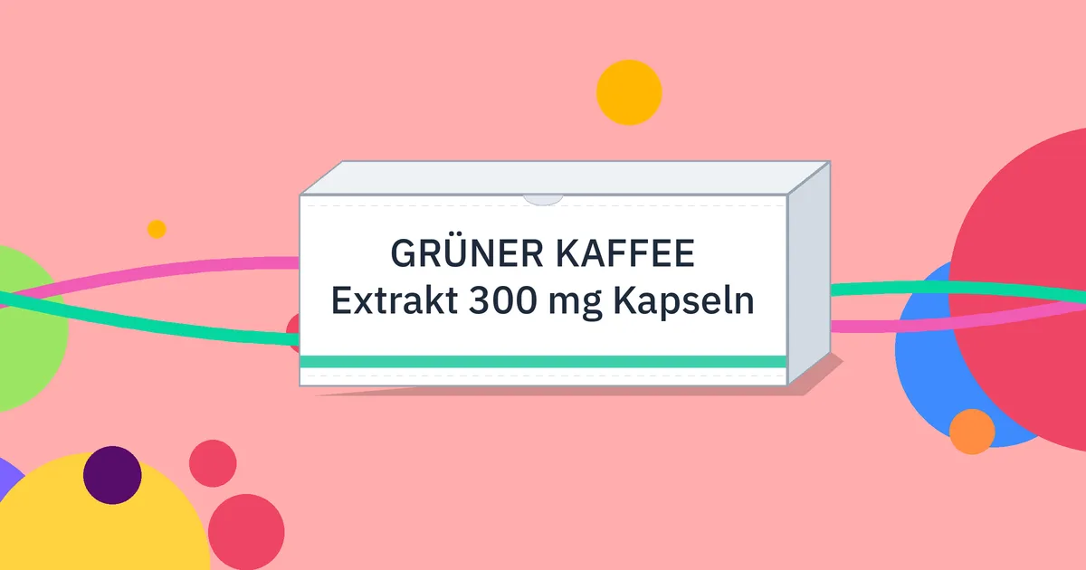 Symbolbild: Packung mit der Aufschrift GRÜNER KAFFEE Extrakt 300 mg Kapseln (PZN 11169133) – Verfügbarkeit und Bezug in Apotheken in Frankfurt am Main