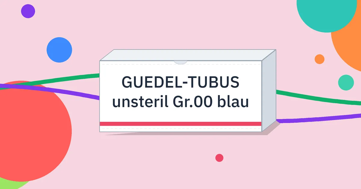 Symbolbild: Packung mit der Aufschrift GUEDEL-TUBUS unsteril Gr.00 blau (PZN 13832914) – Verfügbarkeit und Bezug in Apotheken in Frankfurt am Main