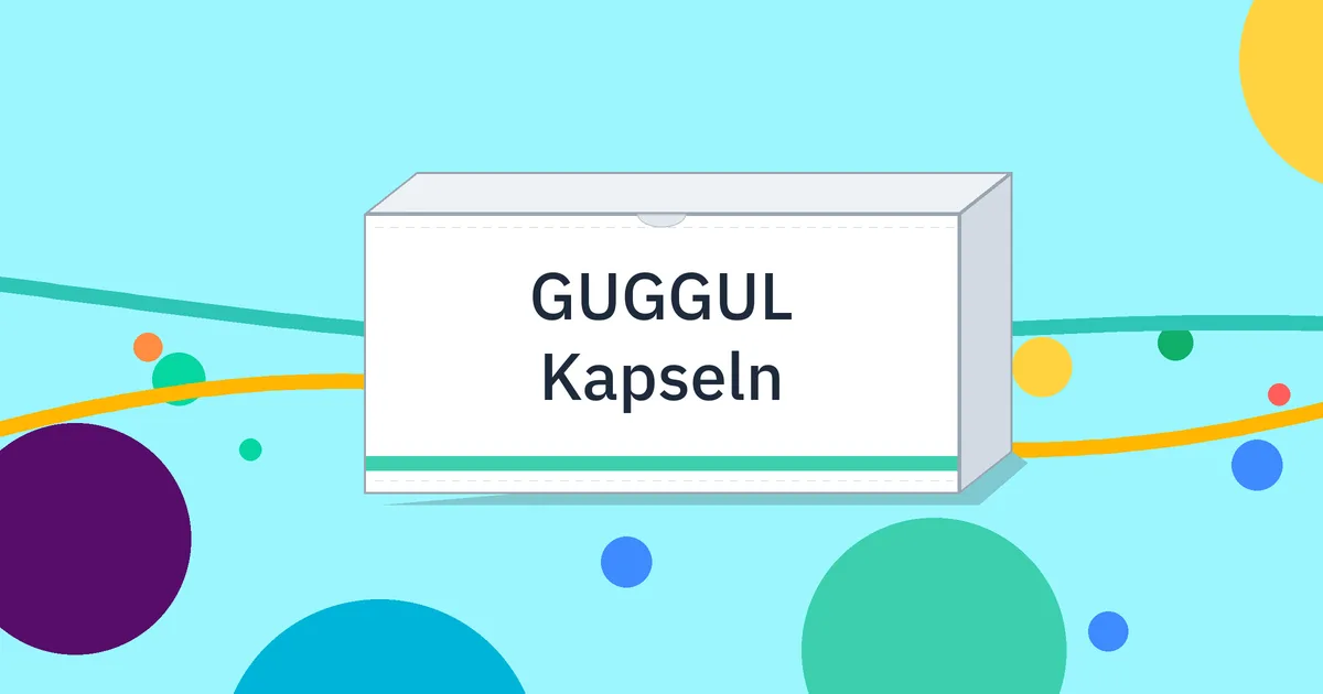 Symbolbild: Packung mit der Aufschrift GUGGUL Kapseln (PZN 00168567) – Verfügbarkeit und Bezug in Apotheken in Frankfurt am Main