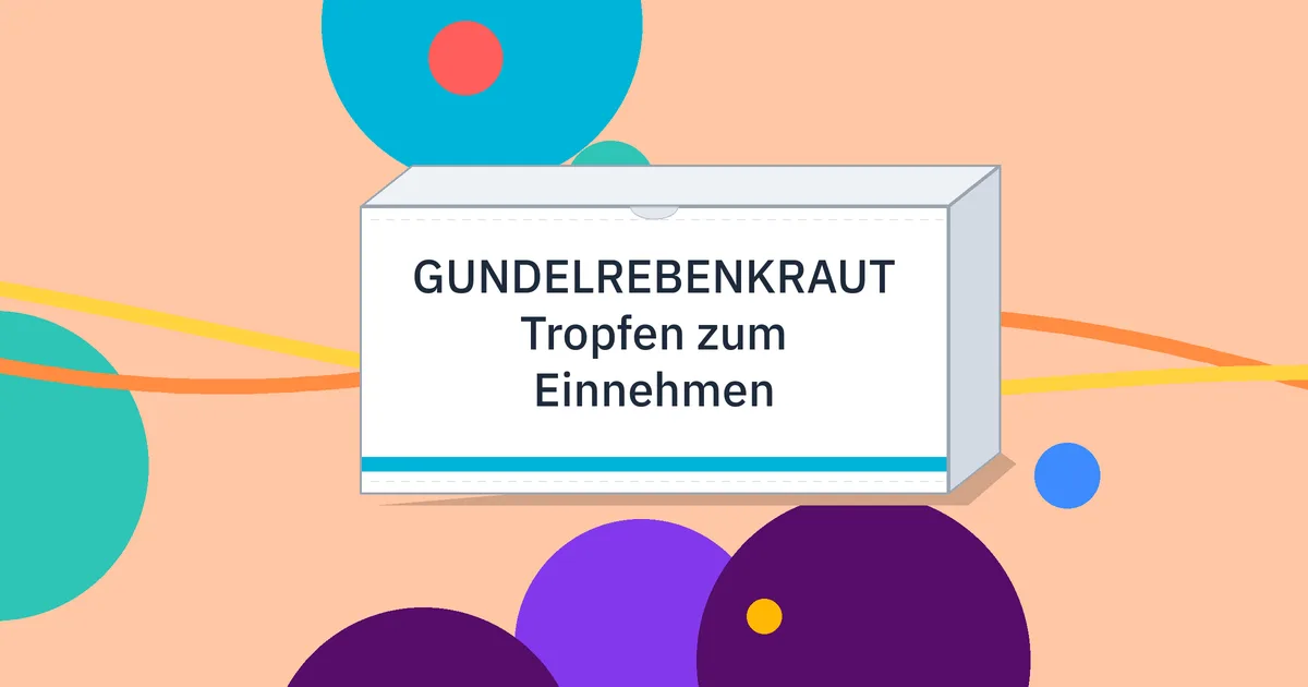 Symbolbild: Packung mit der Aufschrift GUNDELREBENKRAUT Tropfen zum Einnehmen (PZN 11602498) – Verfügbarkeit und Bezug in Apotheken in Frankfurt am Main