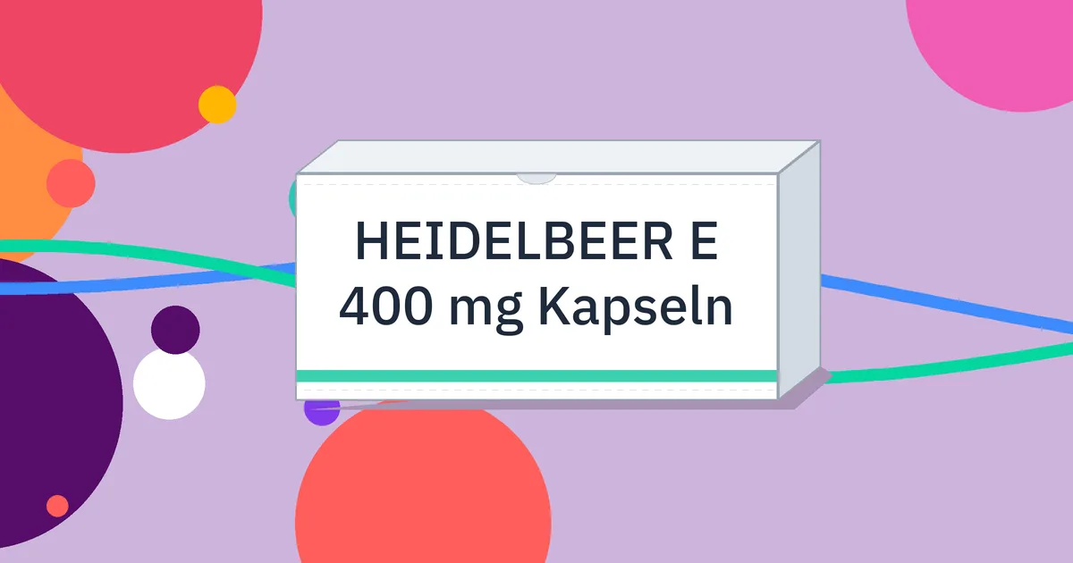 Symbolbild: Packung mit der Aufschrift HEIDELBEER E 400 mg Kapseln (PZN 09786605) – Verfügbarkeit und Bezug in Apotheken in Frankfurt am Main