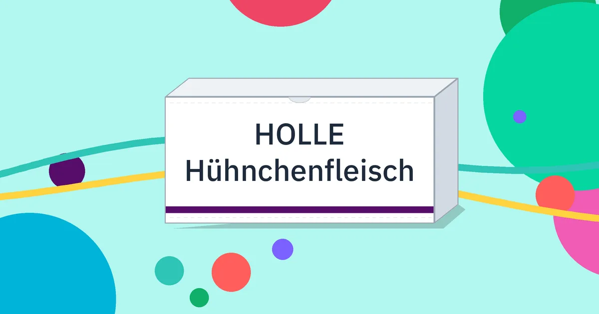 Symbolbild: Packung mit der Aufschrift HOLLE Hühnchenfleisch (PZN 09440806) – Verfügbarkeit und Bezug in Apotheken in Frankfurt am Main