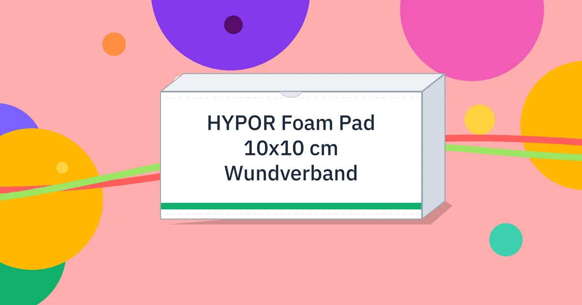 Symbolbild: Packung mit der Aufschrift HYPOR Foam Pad 10x10 cm Wundverband (PZN 18734197) – Verfügbarkeit und Bezug in Apotheken in Frankfurt am Main